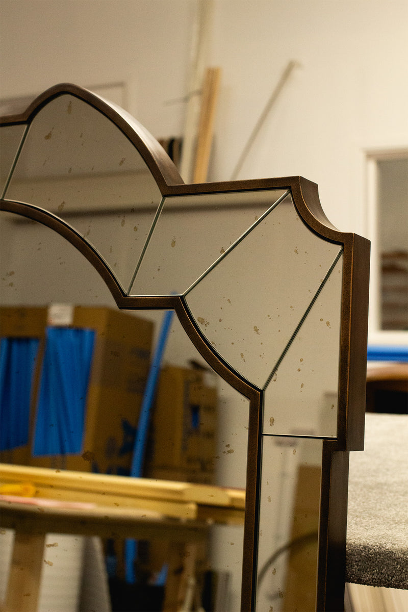 Shaped Light Antique Panelled Bronze Mirror – Patrick Ireland Frames