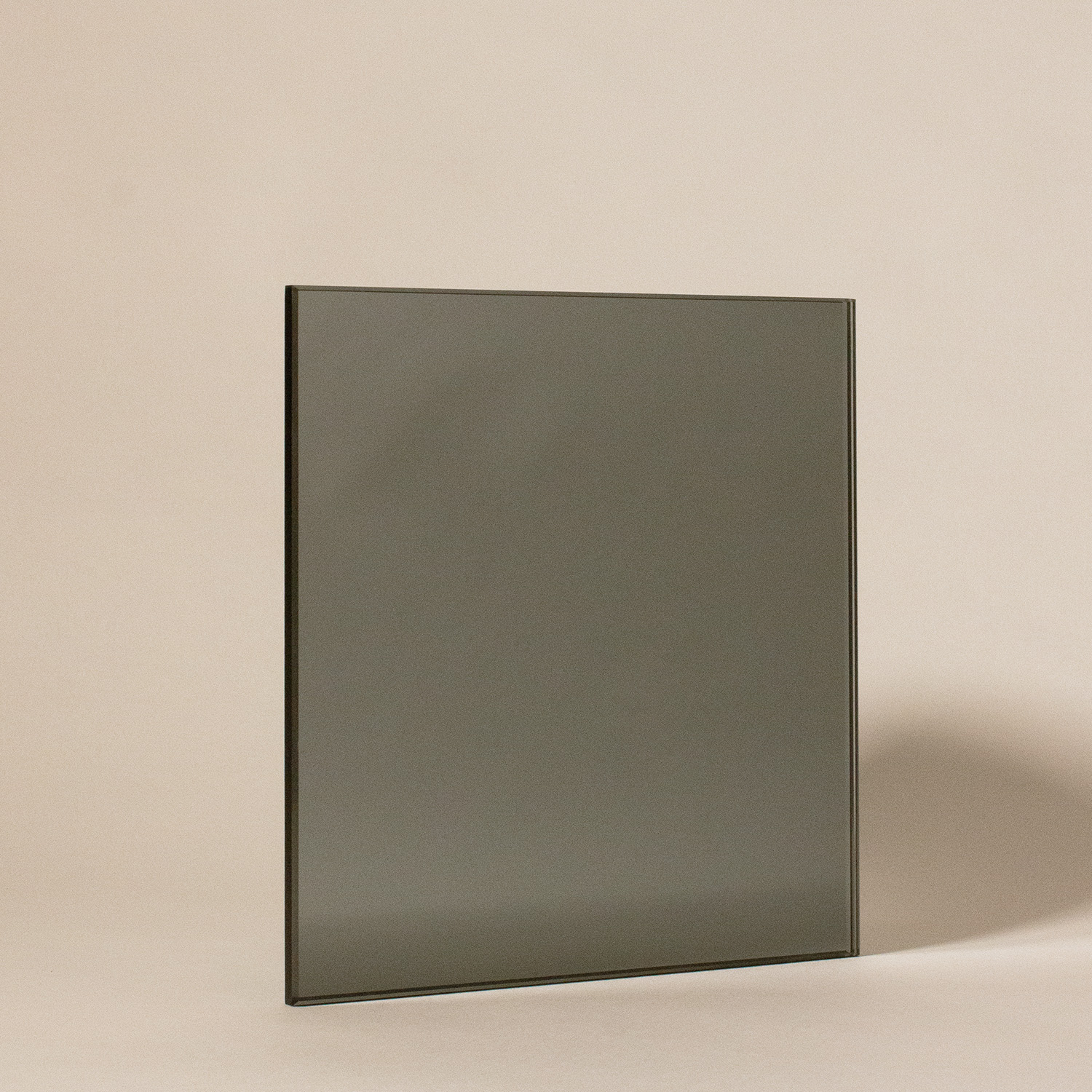 Grey Tinted Mirror Minimalist Silver Frame With Pure White Glass And