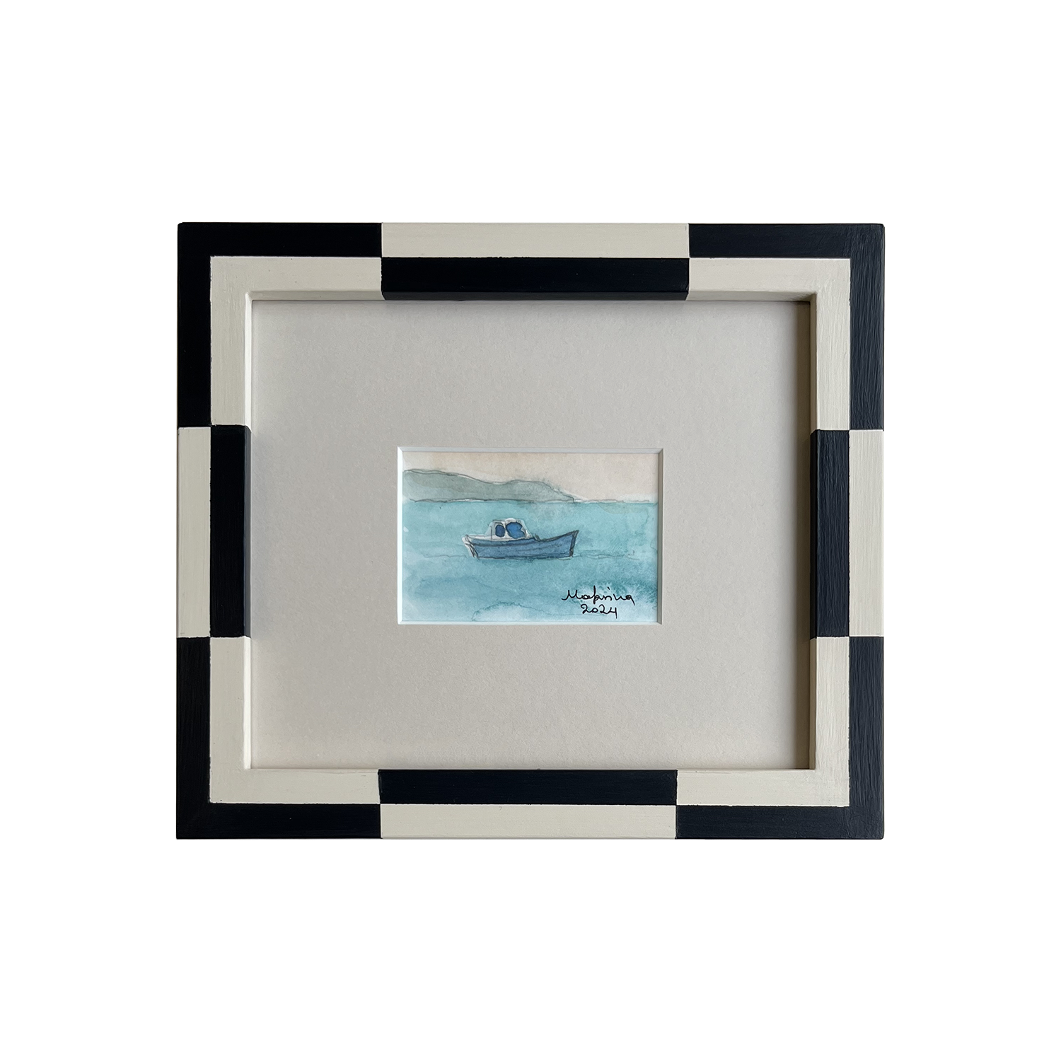 Watercolour in a Small Chequered Frame – Patrick Ireland Frames